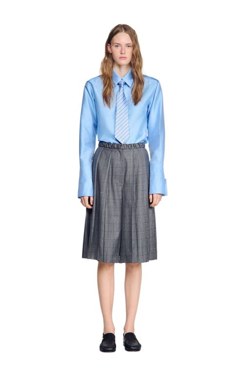 SANDRO SANDRO Pleated Check Wool Shorts